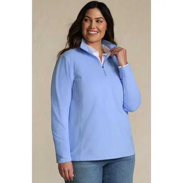 LANDS' END Anyweather Fleece Quarter Zip Pullover - Clear Blue Sky