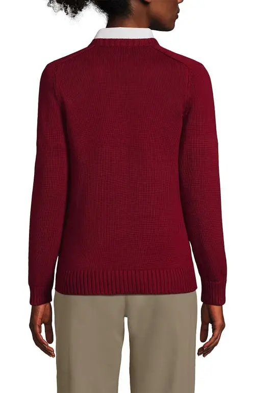 LANDS' END Young Cotton Modal V-neck Sweater - Garnet