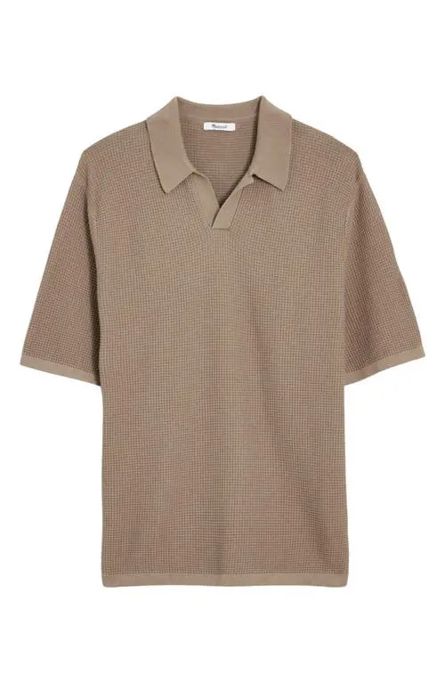 Madewell Marigold Waffle Stitch Polo - Telluride Stone