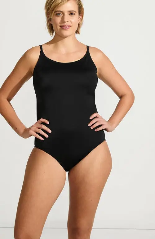 LANDS' END Tugless Thin Strap One-piece Swimsuit - Black
