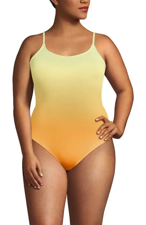LANDS' END Chlorine Resistant Scoop Neck One Piece Swimsuit - Icy Mint/orange Ombre