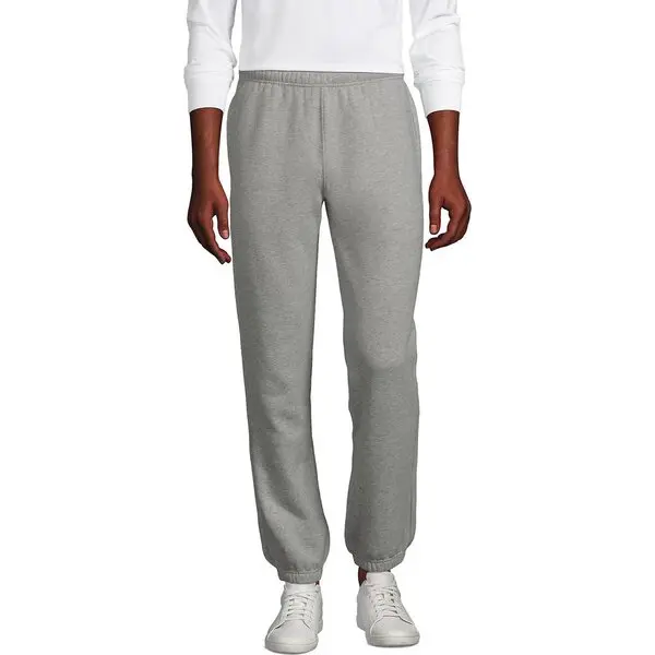 LANDS' END Fleece Back Sweatpants - Gray Heather