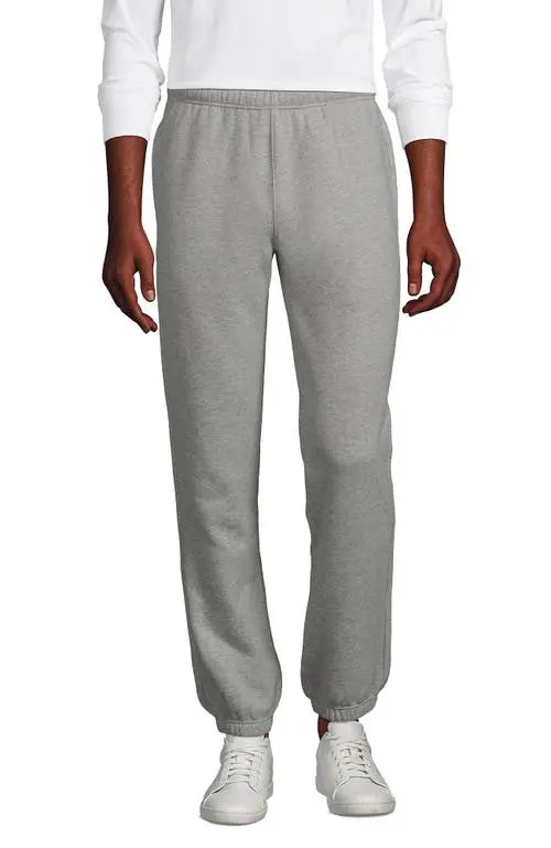 LANDS' END Fleece Back Sweatpants - Gray Heather