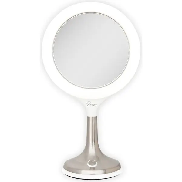 ZADRO Solana Lighted Makeup Mirror With 8x/1x Magnification & Touch Pad - Satin Nickel