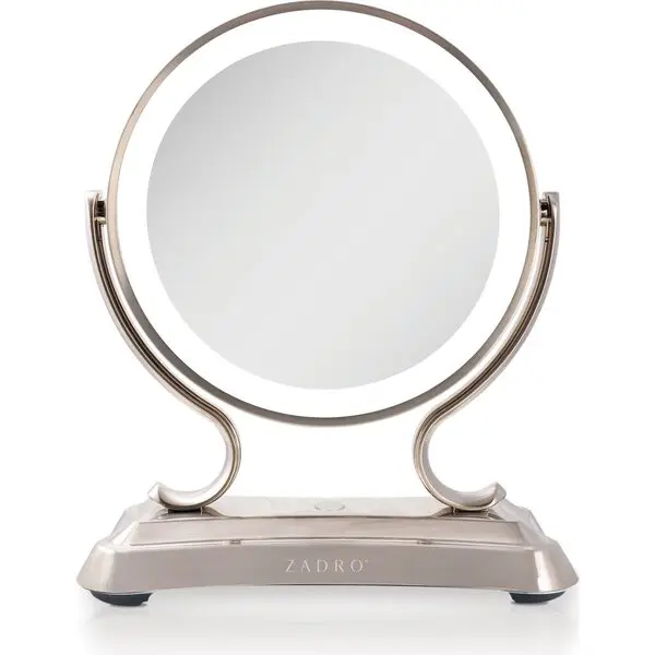 ZADRO Glamour Lighted Makeup Mirror With 5x/1x Magnification - Satin Nickel