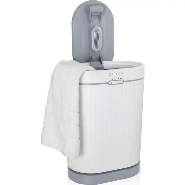 ZADRO Fluted Towel Warmer With Aromatherapy Oil Diffuser - White/gray