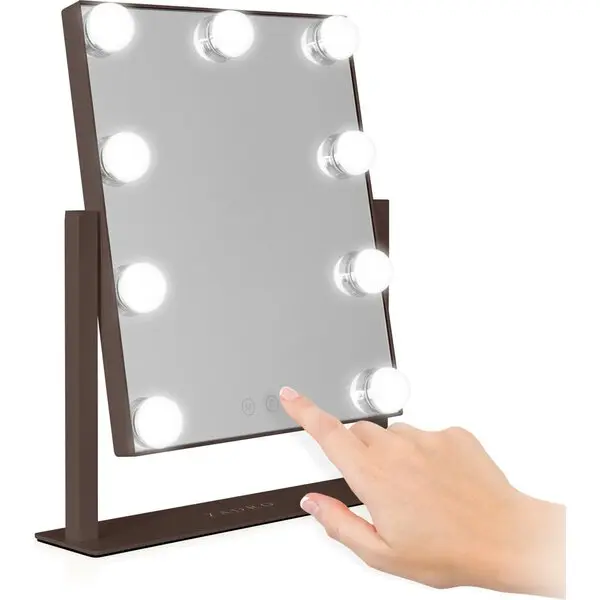 ZADRO Small Vertical Hollywood Makeup Mirror With Lights - Chocolate