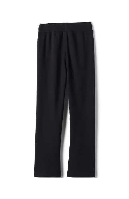 LANDS' END School Uniform Fleece-lined Sweatpants With Drawstring Waist - Black