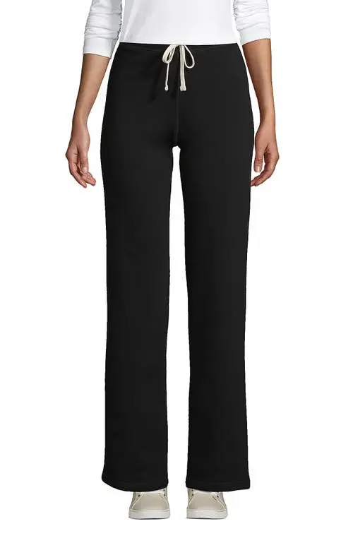 LANDS' END School Uniform Fleece-lined Sweatpants With Drawstring Waist - Black