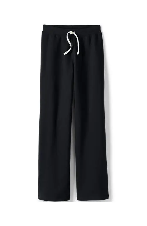 LANDS' END School Uniform Fleece-lined Sweatpants With Drawstring Waist - Black