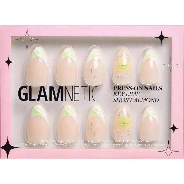 GLAMNETIC Short Almond Press-on Nails Set - Key Lime