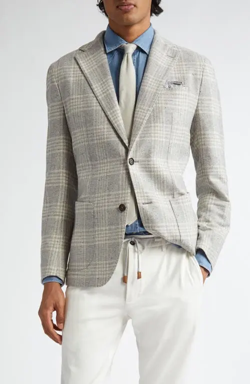 Eleventy Plaid Wool & Cashmere Donegal Tweed Sport Coat