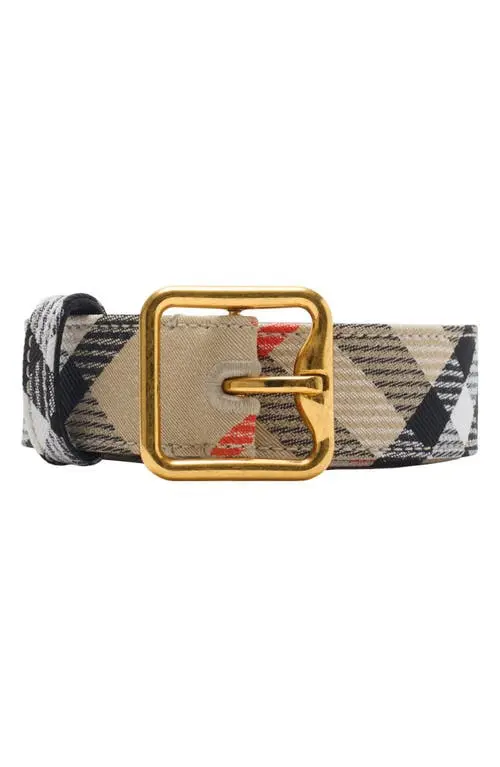 Burberry Check B Buckle Canvas Belt - Sand Ip Check