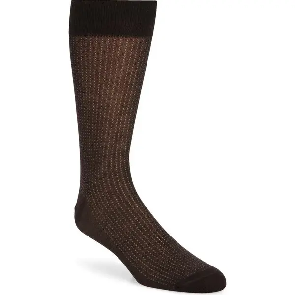 Nordstrom Dot Mercerized Cotton-blend Dress Socks - Brown