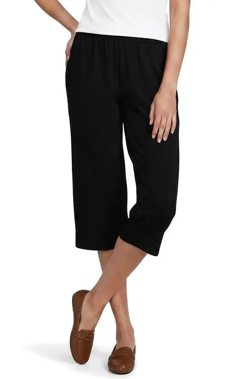LANDS' END Sport Knit High Rise Capri Pants - Black