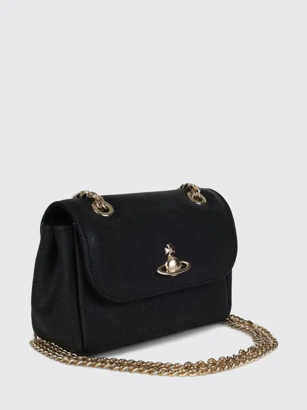 VIVIENNE WESTWOOD Victoria Saffiano Leather Mini Shoulder Bag With Orb Logo