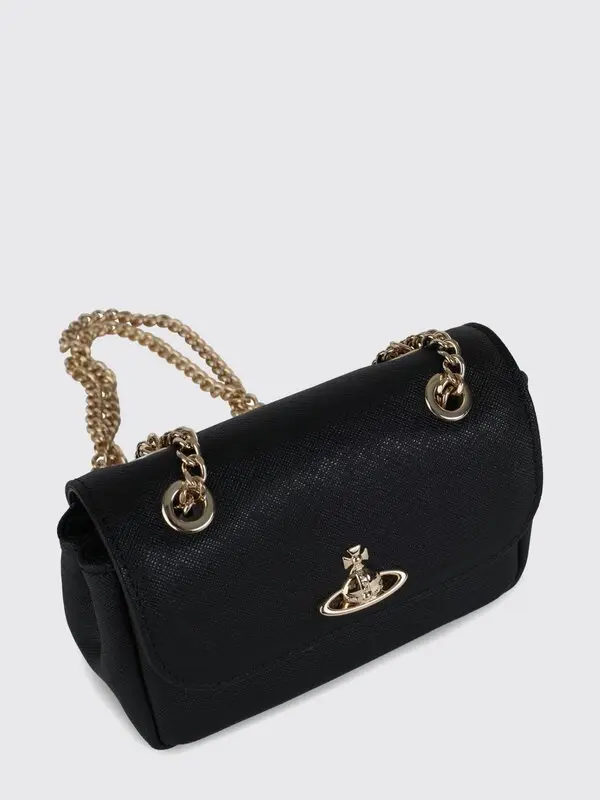 VIVIENNE WESTWOOD Victoria Saffiano Leather Mini Shoulder Bag With Orb Logo