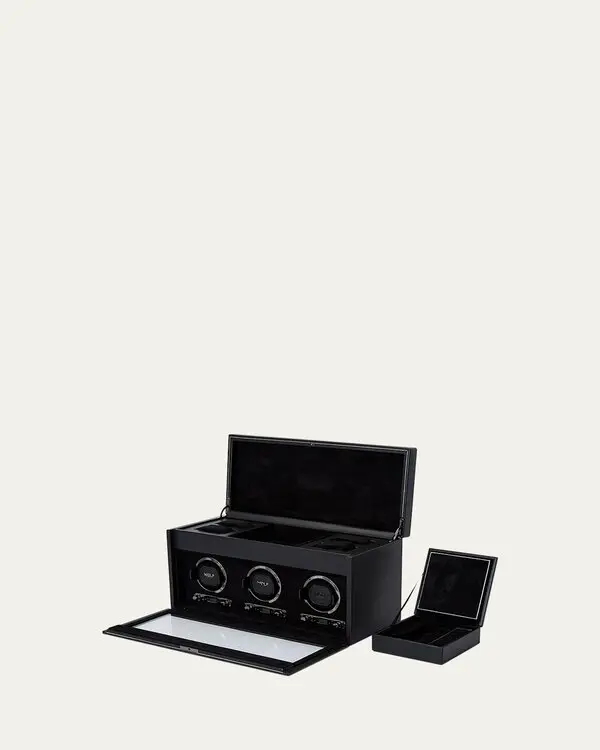 Wolf British Racing Triple Watch Winder With Storage