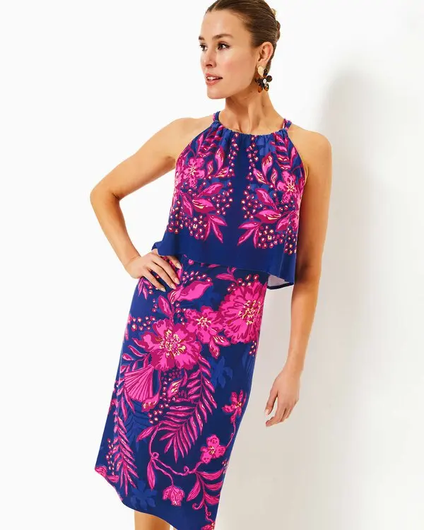Lilly Pulitzer Stella Mae Halter Dress - Blue Med Never Ending Summer  Engineered Knit Dres | Editorialist