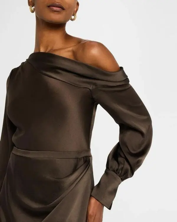 Simkhai Cameron Draped Mini Dress - Chocolate