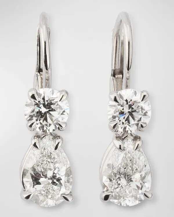 Neiman Marcus Platinum Diamond Earrings - Clear