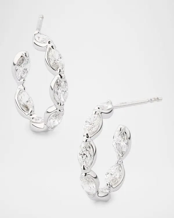 Neiman Marcus 18k White Gold 2.10 Tcw Inside Out Diamond Hoop Earrings - Diamonds