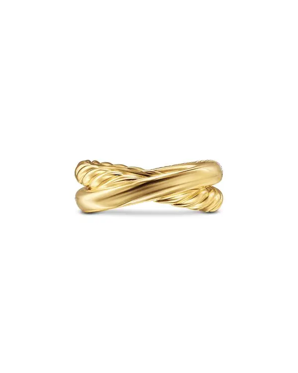 David Yurman Crossover Two Row Ring In 18k Yellow With Diamonds, 7.5mm - Gold