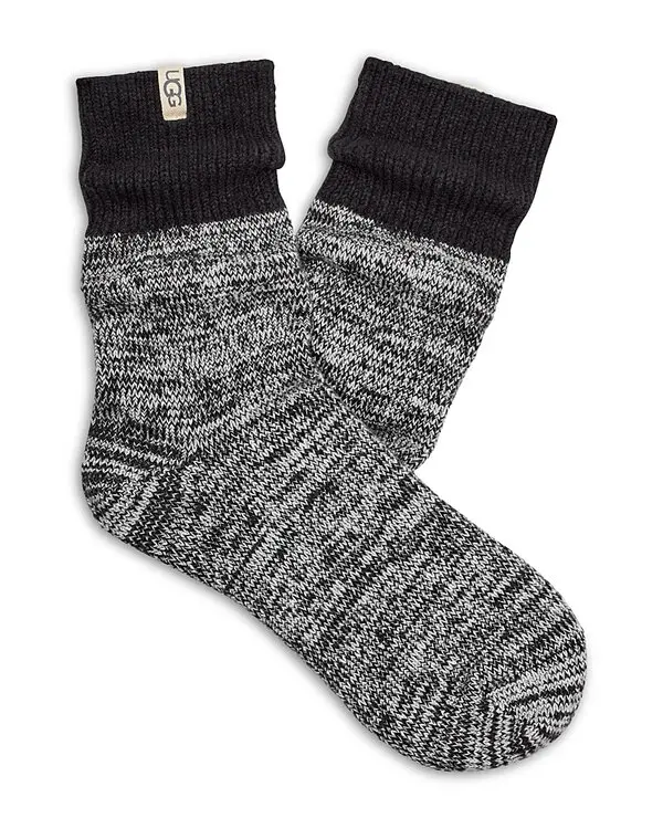UGG Rib Knit Slouchy Quarter Socks - Black