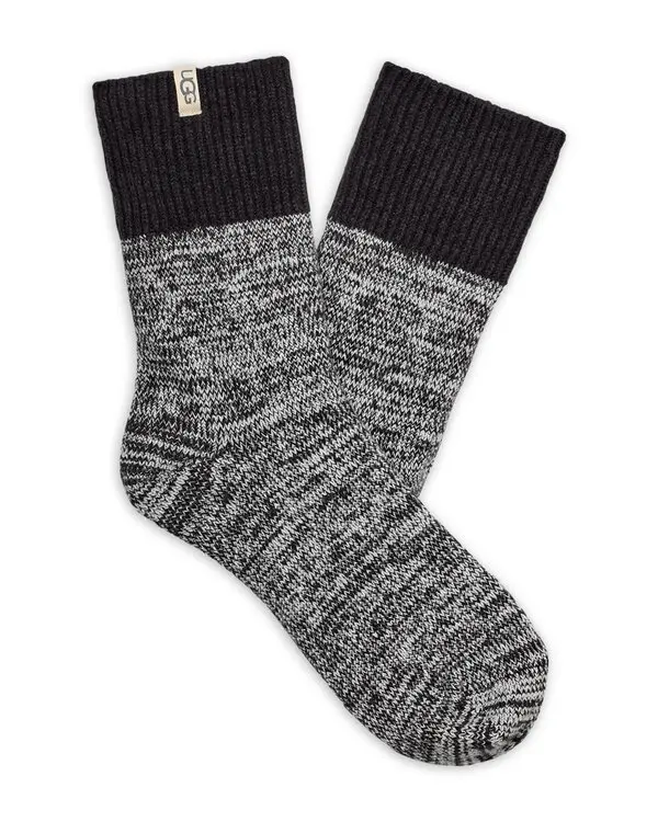 UGG Rib Knit Slouchy Quarter Socks - Black