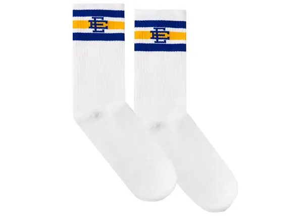 ERIC EMANUEL Ee Crew Socks - White/royal/yellow
