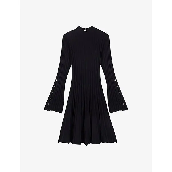 slim fit dress slacks Solid Dark Maroon Slim Fit V Neck Short Bell Sleeve Satin Dress main image 1