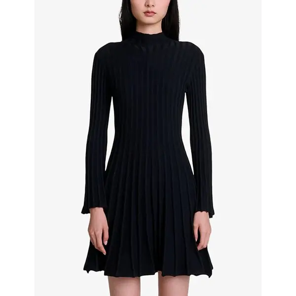 maje black dress long sleeve Long dress with black glitter Black / Gray For Women