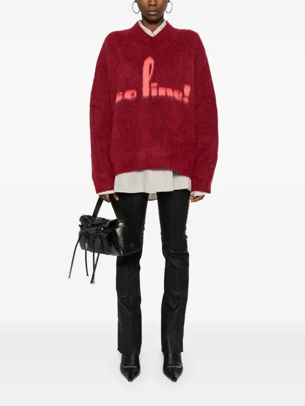 Martine Rose Brushed V-neck Sweater - Red