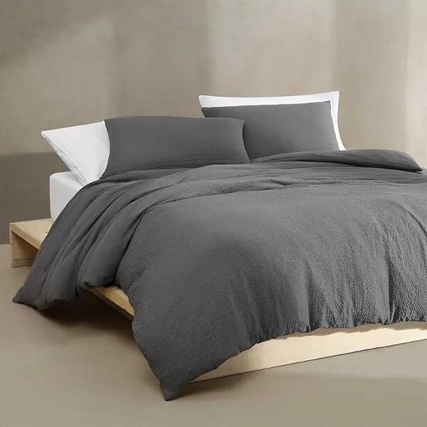 Calvin Klein Seersucker 3 Piece Comforter Set - Graphite