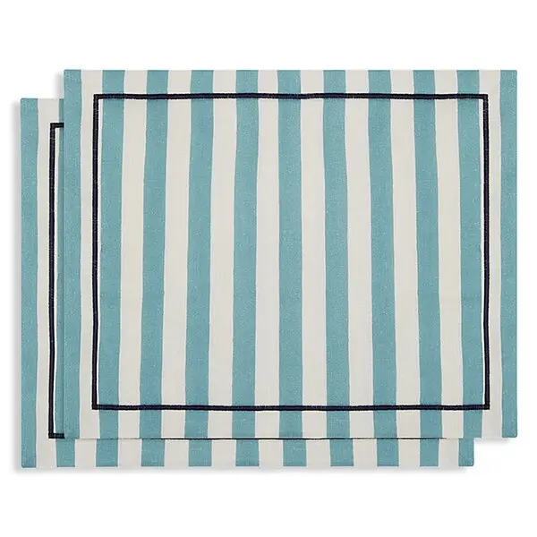 La DoubleJ Riviera Linen Placemats, Set Of 2 - Sky Blue