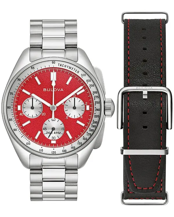 Bulova Archive Lunar Pilot Chronograph 43.5mm - Red/silver