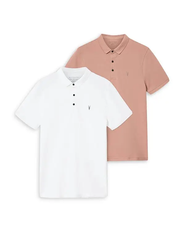 ALLSAINTS Slim Fit Polo, Pack Of 2 - Pink/optic White