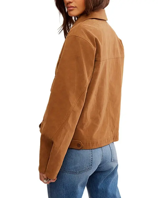 Free People Blair Faux Suede Jacket - Caramel