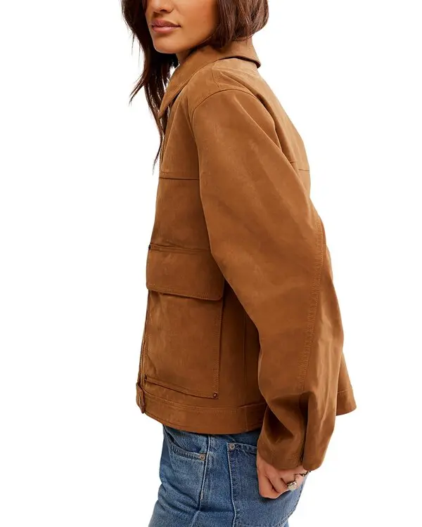 Free People Blair Faux Suede Jacket - Caramel