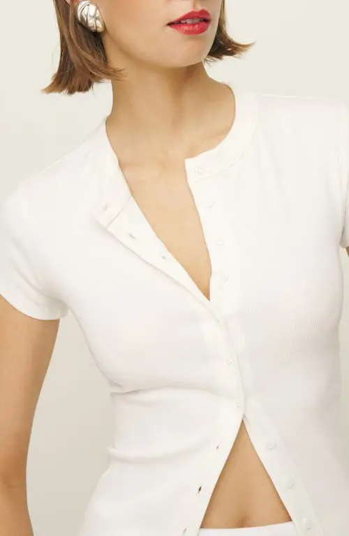 REFORMATION Raelynn Organic Cotton Knit Top - Bleach