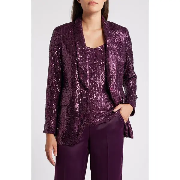 Anne Klein Shawl Collar Sequin Blazer