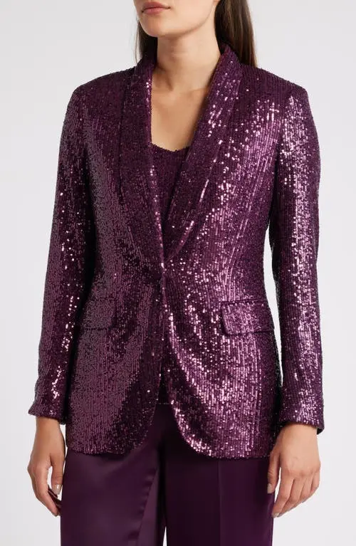 Anne Klein Shawl Collar Sequin Blazer