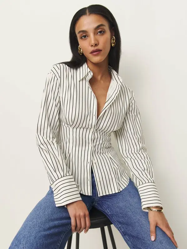 REFORMATION Becker Shirt - Ivory