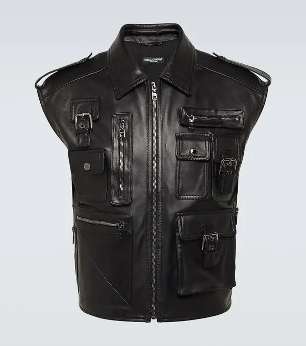Dolce & Gabbana Sleeveless Leather Biker Jacket