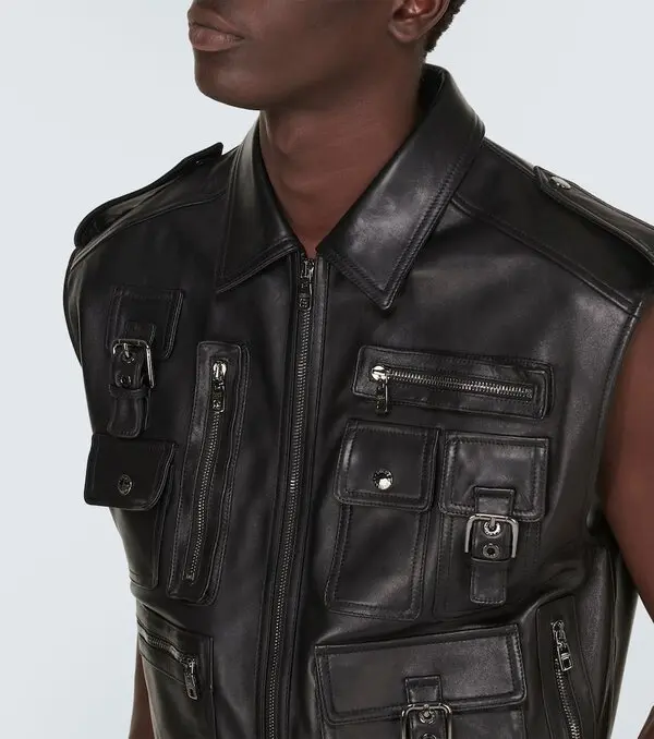 Dolce & Gabbana Sleeveless Leather Biker Jacket
