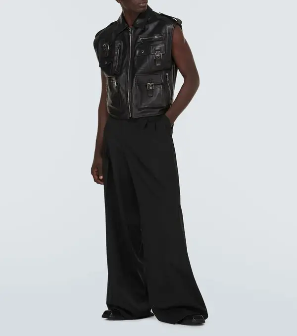Dolce & Gabbana Sleeveless Leather Biker Jacket