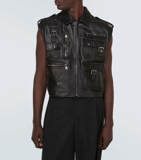 Dolce & Gabbana Sleeveless Leather Biker Jacket