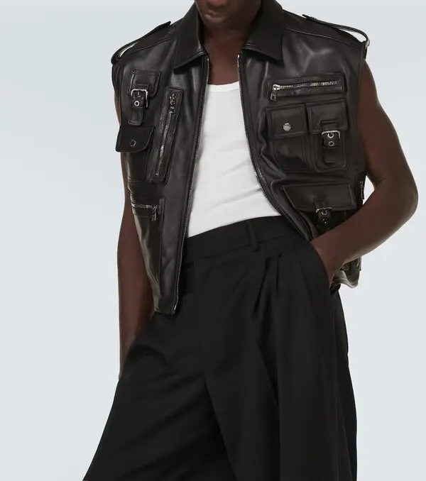 Dolce & Gabbana Sleeveless Leather Biker Jacket