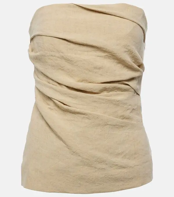 Tove Izel Strapless Linen Top - Beige