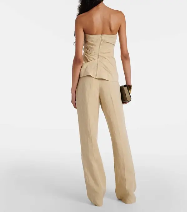 Tove Izel Strapless Linen Top - Beige